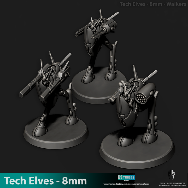 3D Printable Walkers - Tech Elves - 8mm by Edge Miniatures