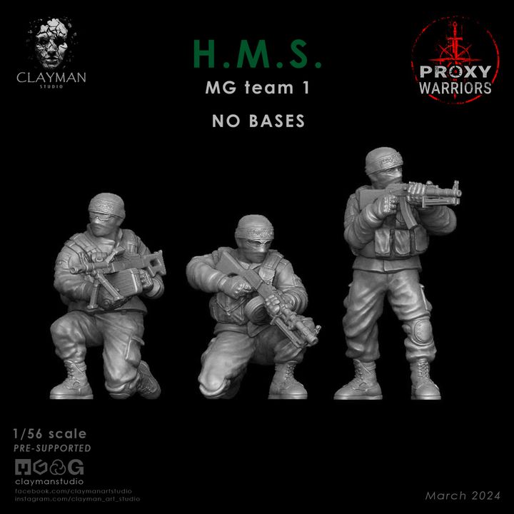 3D Printable HMS MG Team 1 – 1/56 scale by Clayman Studio