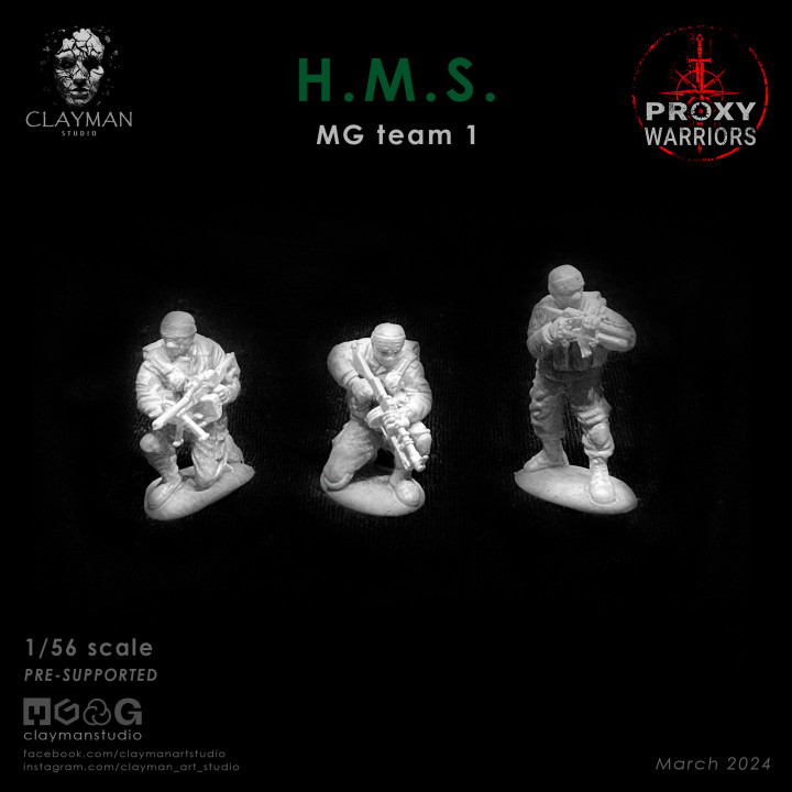 3D Printable HMS MG Team 1 – 1/56 scale by Clayman Studio