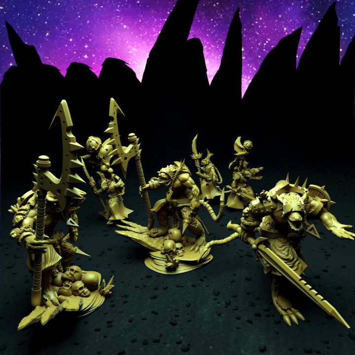 3D Printable Ratkin Clan Leaders - Warrior Set A with multiple models ...