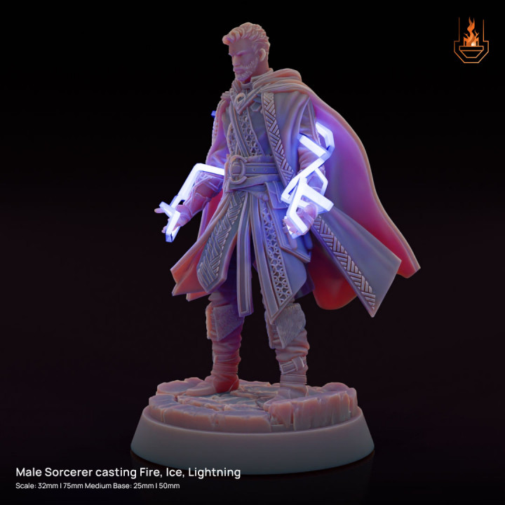 3D Printable Human Sorcerer Casting Elemental Spells [Supported] by ...