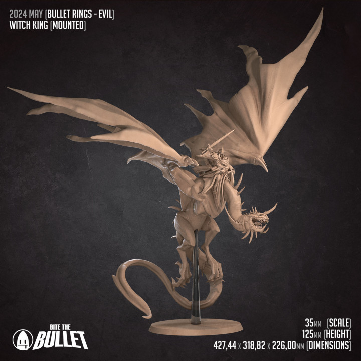3D Printable Witch-King (Mounted) by Bite the Bullet