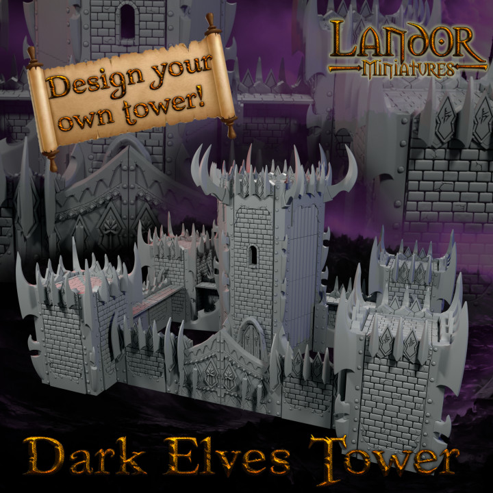 3D Printable Dark Elves Tower by Landor Miniatures