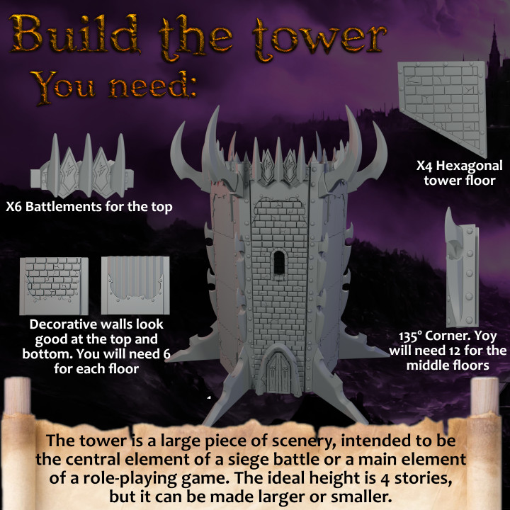 3D Printable Dark Elves Tower by Landor Miniatures