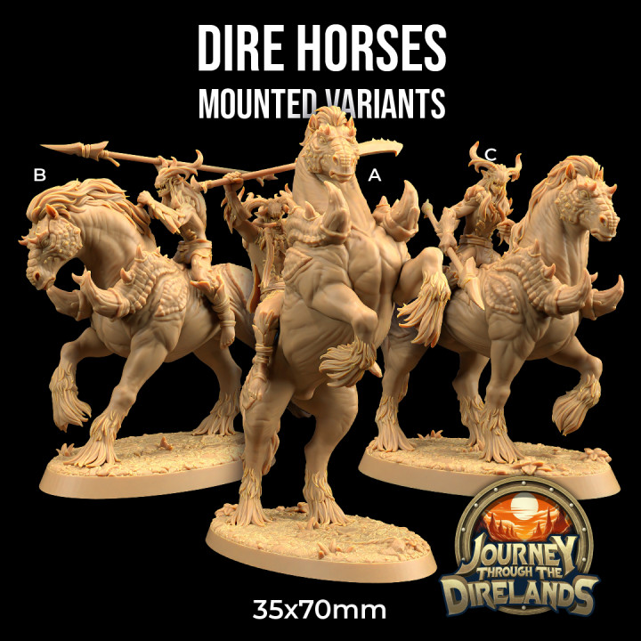 3D Printable Dire Horses | PRESUPPORTED | Journey Through The Direlands ...