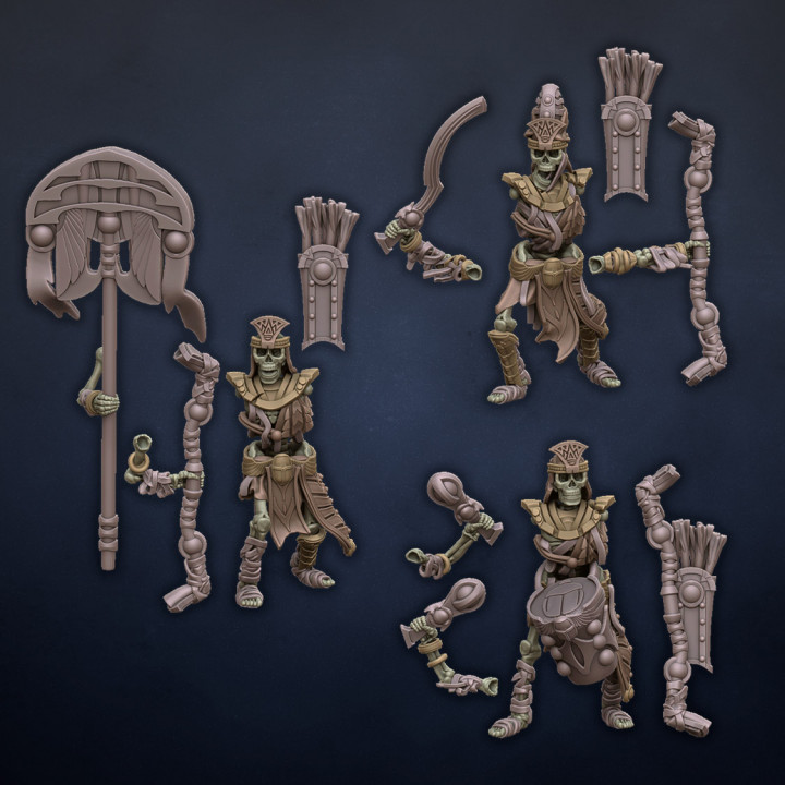 3D Printable Skeleton Archers (Command Group) by Dragon's Lake Miniaturas