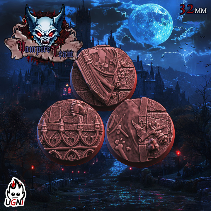 3D Printable x11 Base for Vampires by UGNI Miniatures