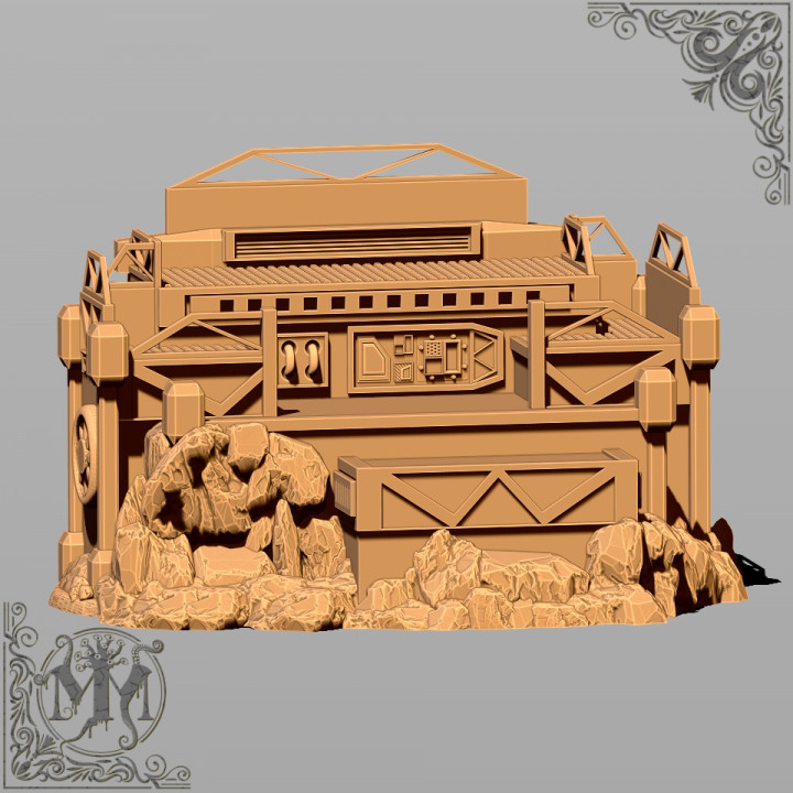 3D Printable Sci-Fi Bunker Entrance (Scenery) by Mythic Miniatures