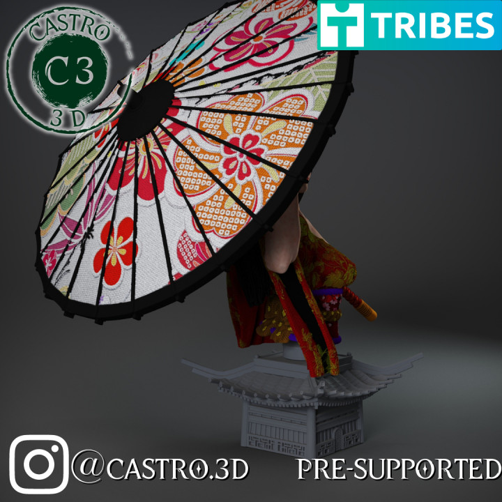 3D Printable Kitsune BUST - The Asian Fox-Woman by Castro3D