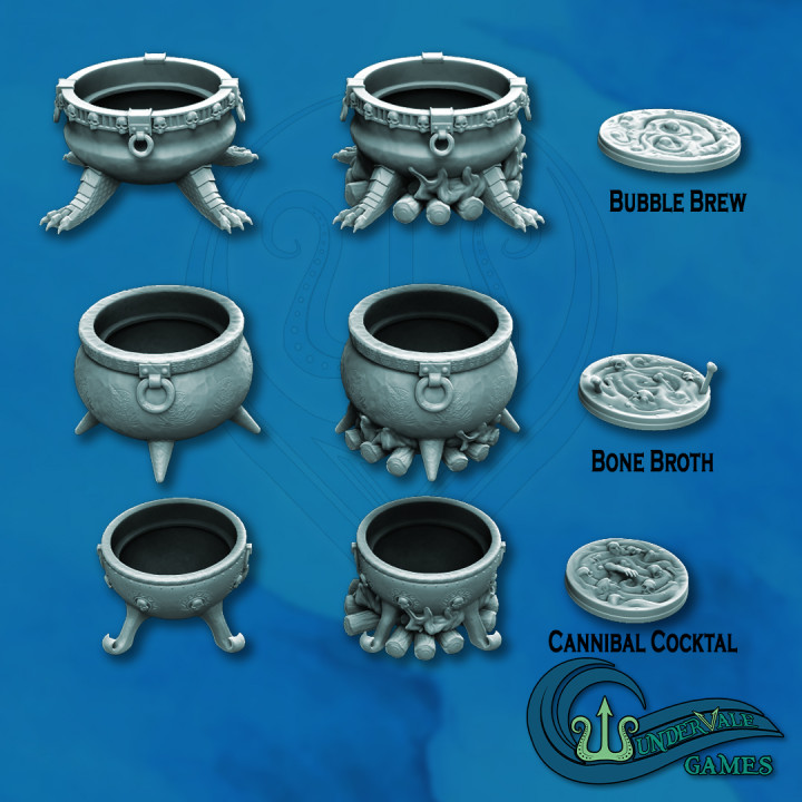 3D Printable Cauldrons by Wundervale Games