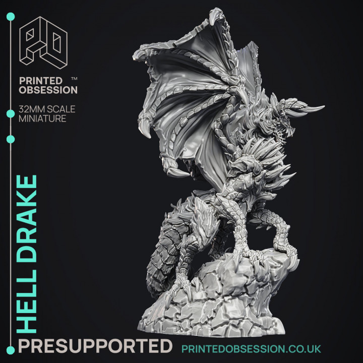 3D Printable Hell Drake - Demon Dragon - PRESUPPORTED - Illustrated and ...
