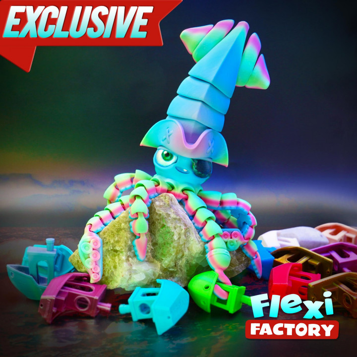 3D Printable Exclusive: Flexi Factory Squid and Pirate Squid For Members Only by Flexi Factory