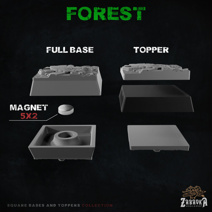 3D Printable Forest [Square] - Bases and Toppers (Full Set) by Zabavka ...
