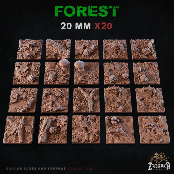3D Printable Forest [Square] - Bases and Toppers (Full Set) by Zabavka ...