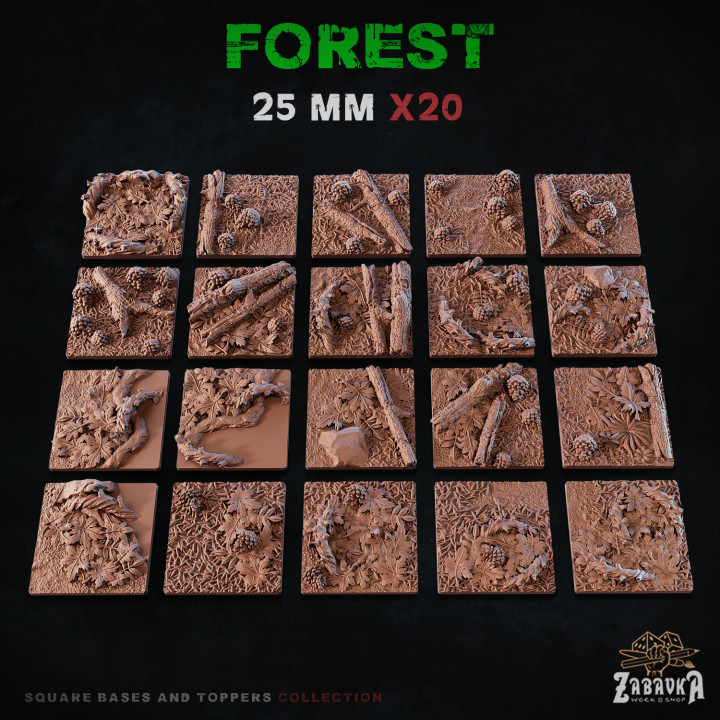3D Printable Forest [Square] - Bases and Toppers (Full Set) by Zabavka ...