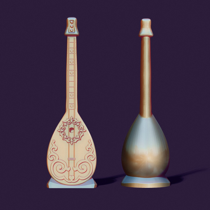 3D Printable Kazakh dombyra by Viktoriya Kabanova