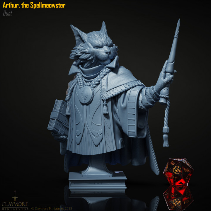 3D Printable Arthur, the Spellmeowster - BUST by Claymore Miniatures