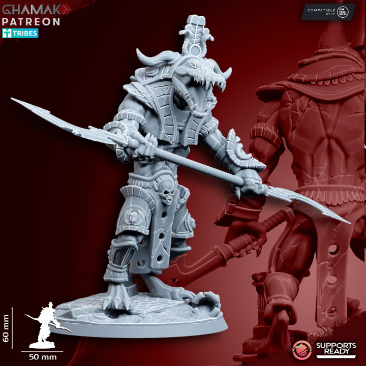 3D Printable Nomarch Guardian (with 2 Handed Weapon) by Ghamak