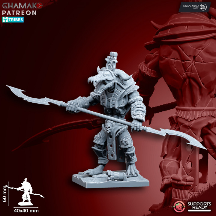 3D Printable Nomarch Guardian (with 2 Handed Weapon) by Ghamak