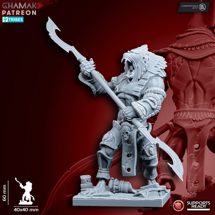 3D Printable Nomarch Guardian (with 2 Handed Weapon) by Ghamak