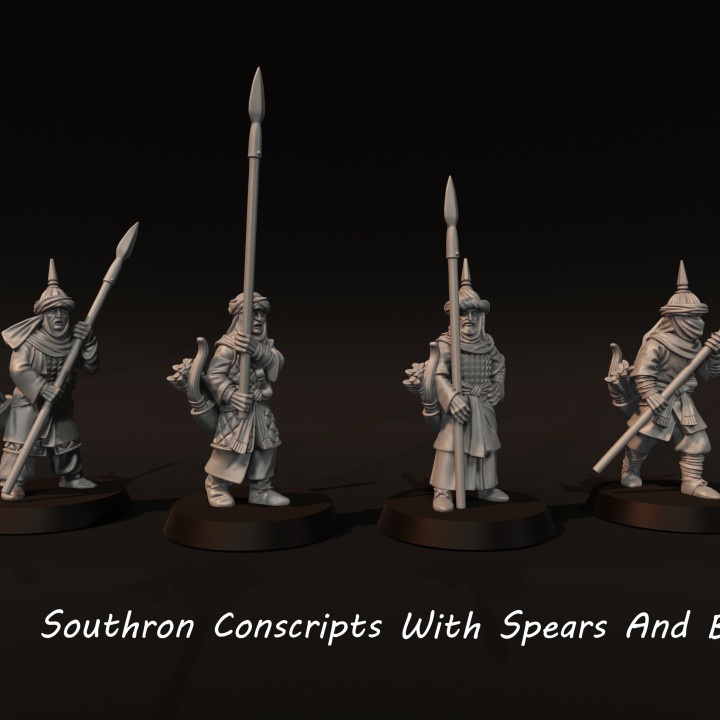 3D Printable Southron Conscripts With Spears And Bows by Medbury Miniatures