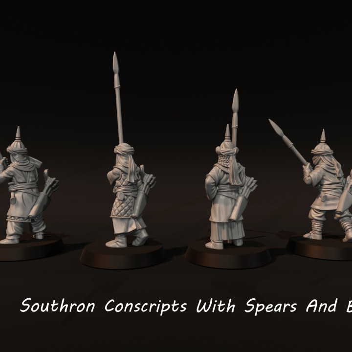 3D Printable Southron Conscripts With Spears And Bows by Medbury Miniatures