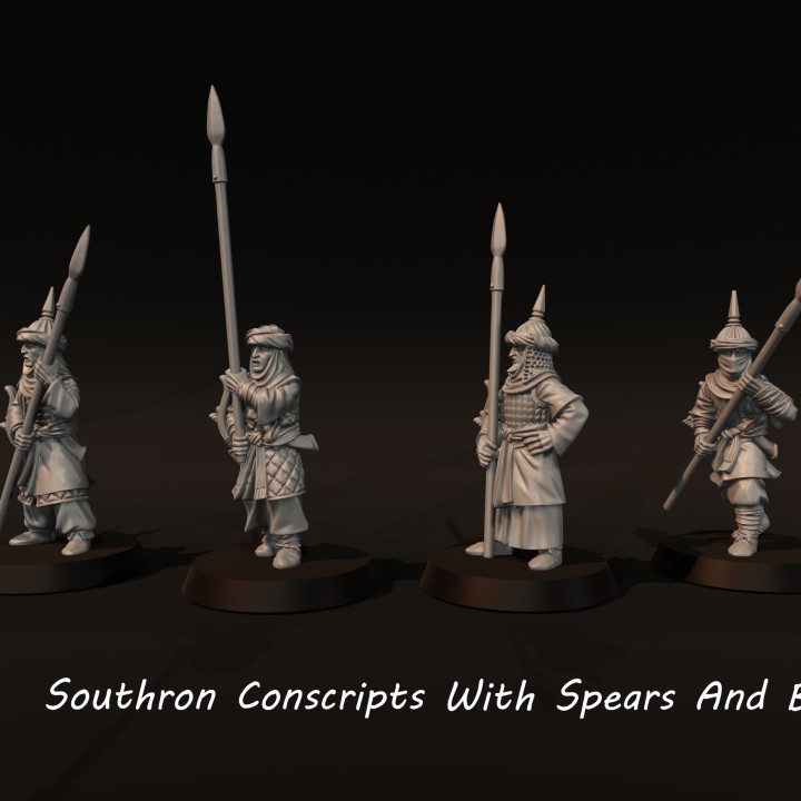 3D Printable Southron Conscripts With Spears And Bows by Medbury Miniatures