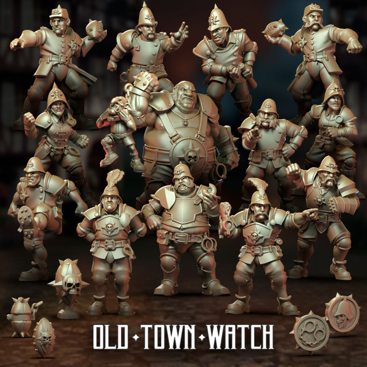 3D Printable Old Town Watch team by Punga Miniatures