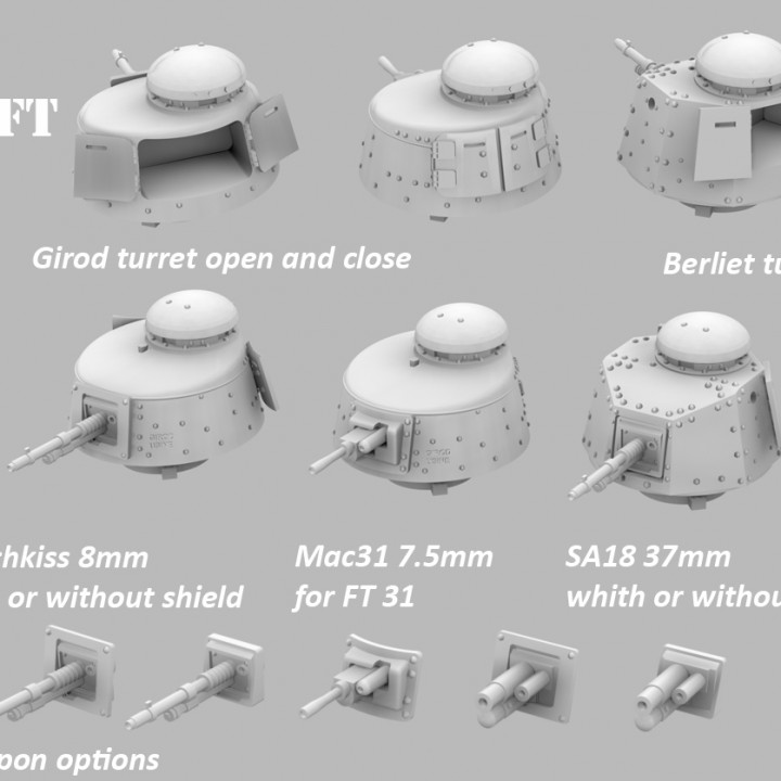 3D Printable Renault FT collection by Counlane Models