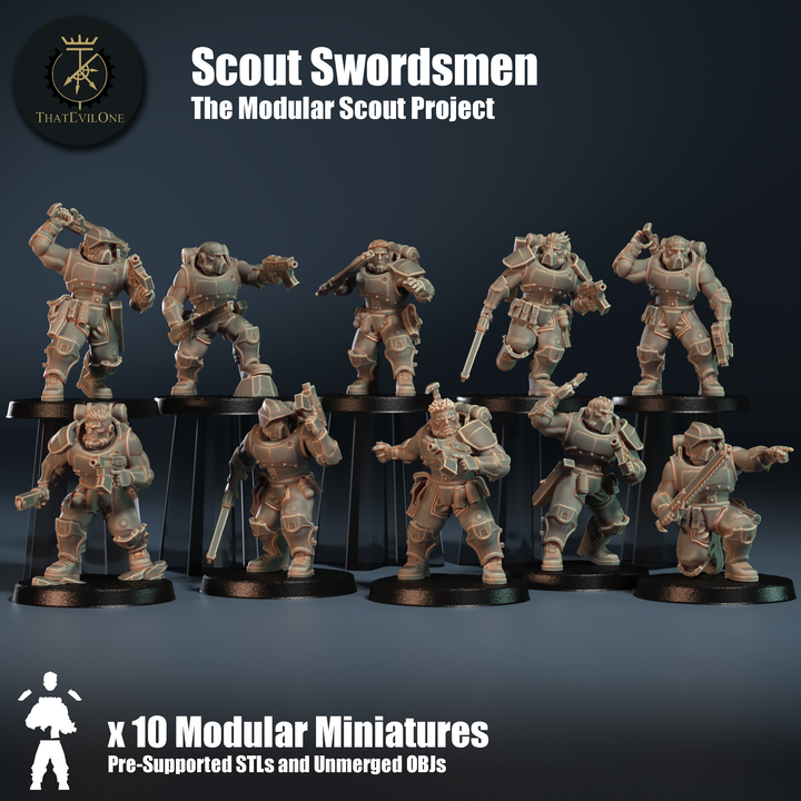 3D Printable Modular Scout Swordsmen - Presupported by ThatEvilOne