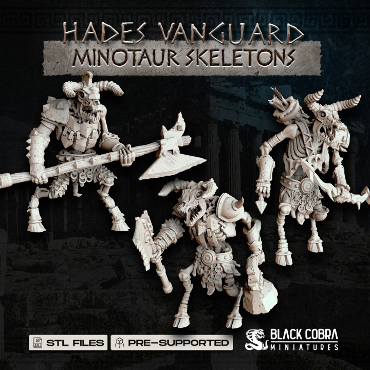 3D Printable Minotaurs - Hades Vanguard - by BlackCobraMiniatures