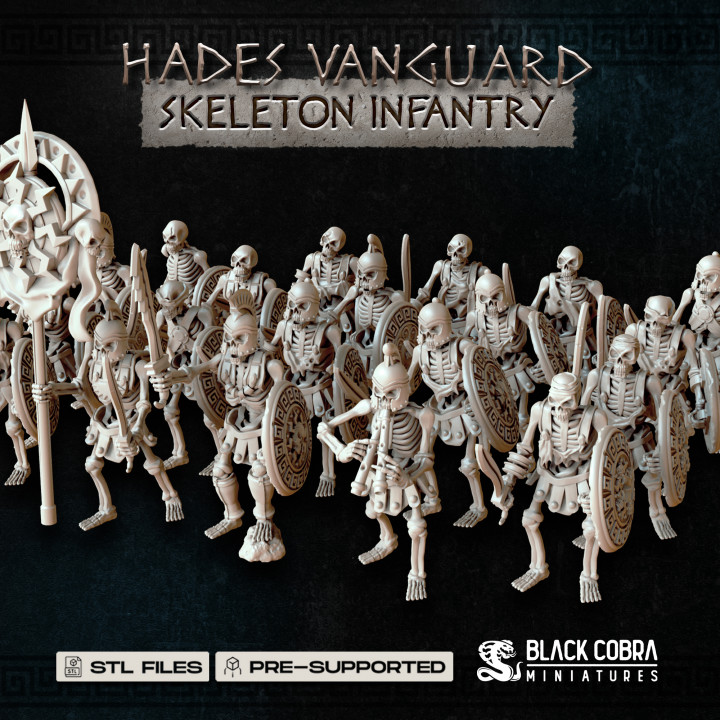 3D Printable Skeleton Infantry - Hades Vanguard - by BlackCobraMiniatures