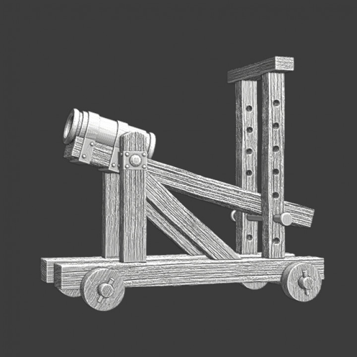 3D Printable Medieval Gun mounted in moveable mount by Northern ...