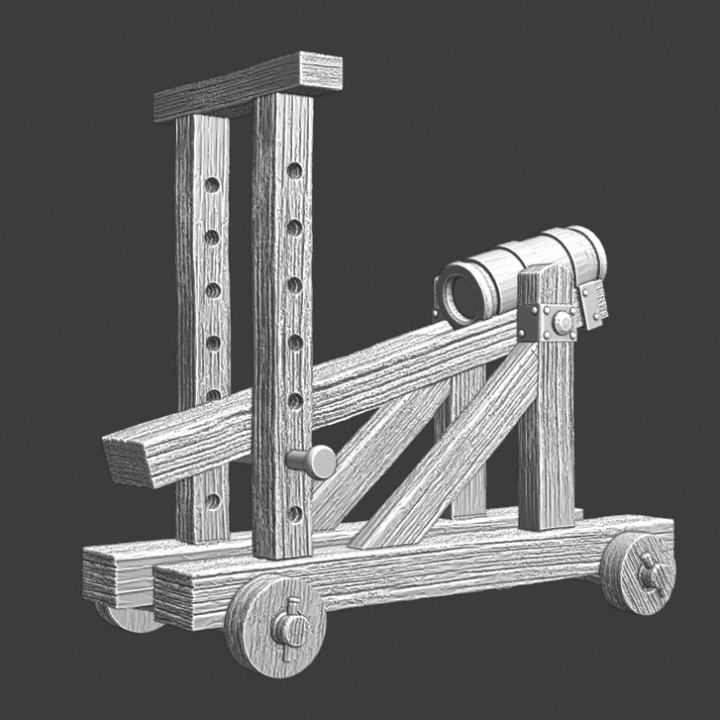 3D Printable Medieval Gun mounted in moveable mount by Northern ...