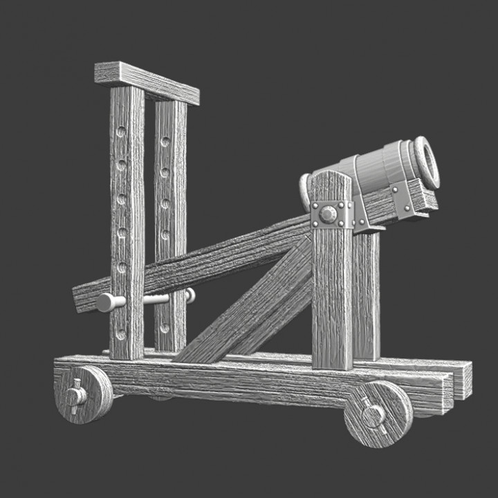 3D Printable Medieval Gun mounted in moveable mount by Northern ...