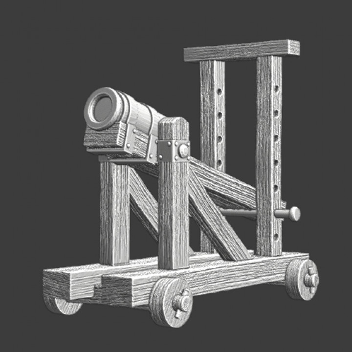 3D Printable Medieval Gun mounted in moveable mount by Northern ...