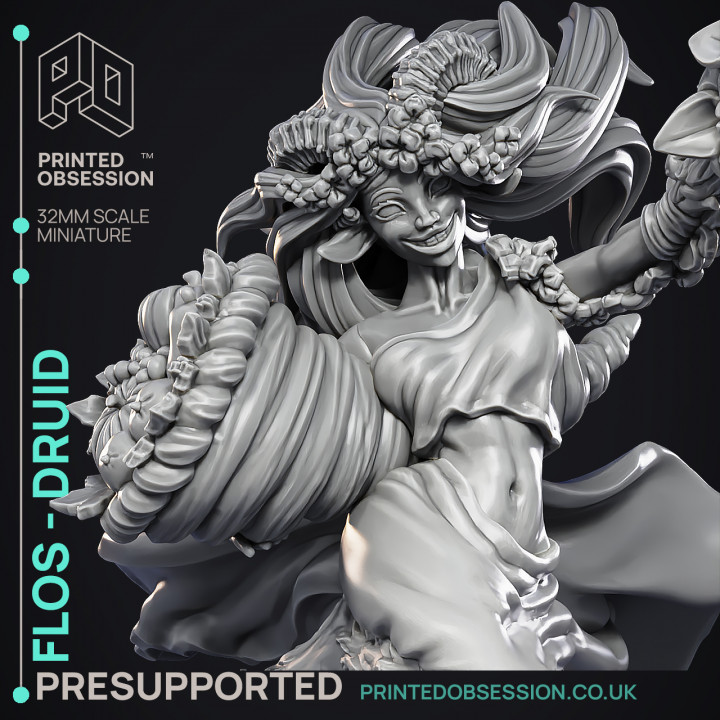 3D Printable Flos - Pan Druid - Godly Avatars - PRESUPPORTED - Illustrated and Stats - 32mm ...