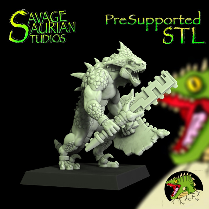 3D Printable Lizardmen - Crested Iguanisaurus Warriors with Clubs by ...