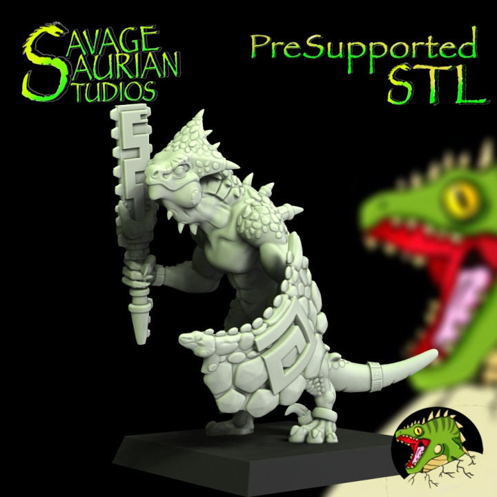3D Printable Lizardmen - Crested Iguanisaurus Warriors with Clubs by ...