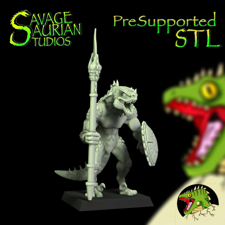 3D Printable Lizardmen - Spined Iguanisaur Warriors with Spears by ...