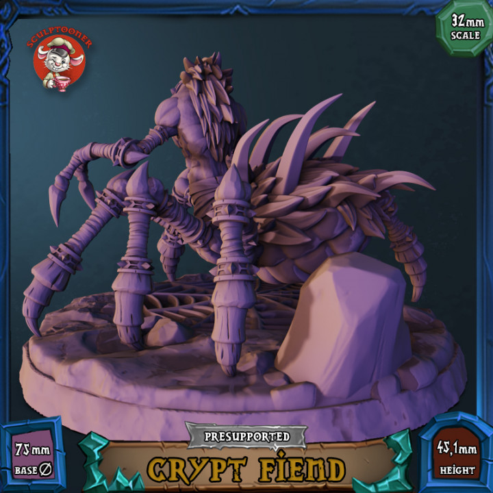 3D Printable Crypt Fiend - 32mm scale pre-supported miniature by SCULPTOONER