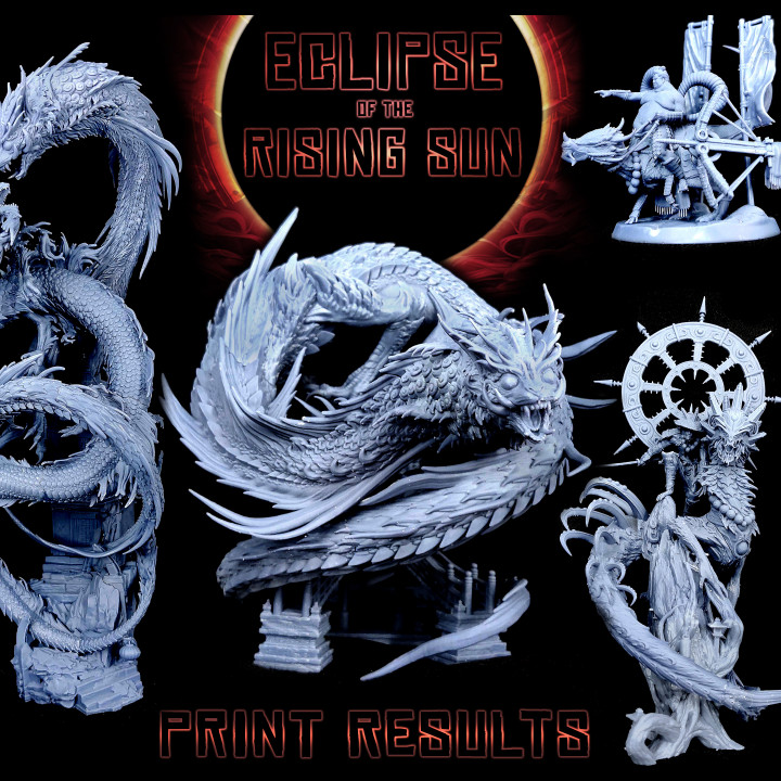 3D Printable Eclipse of the Rising Sun (MiniMonsterMayhem Release) by Mini Monster Mayhem