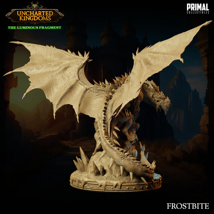 3D Printable Ice Dragon - Frostbite - April 2024 - Uncharted Kingdoms ...