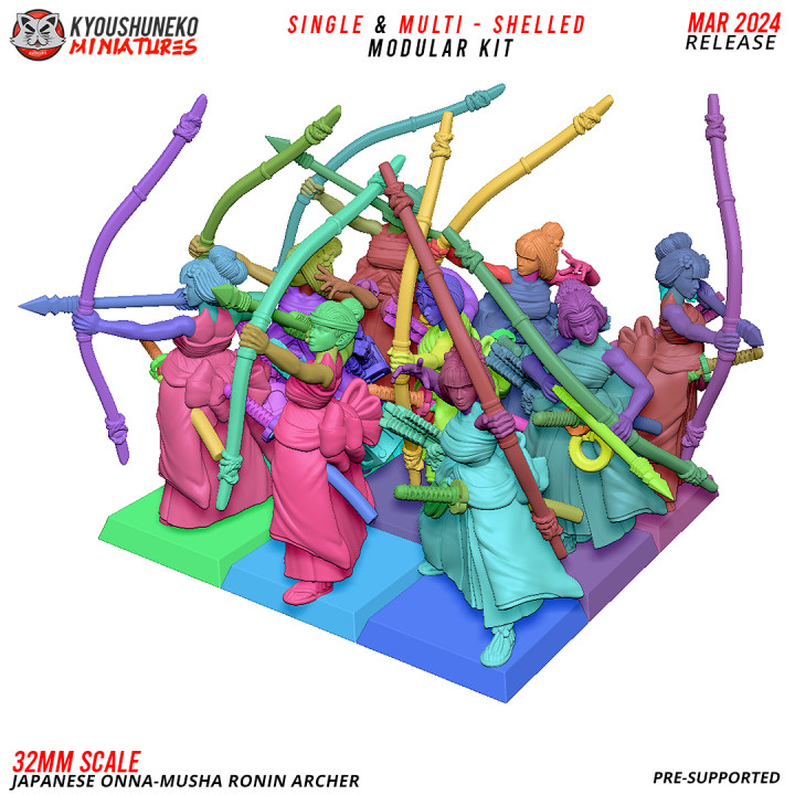 3D Printable Japanese Onna-Musha Ronin Archer by Kyoushuneko Miniatures