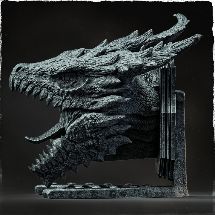 3D Printable Emerald Dragon (head trophy) by Evox Arts