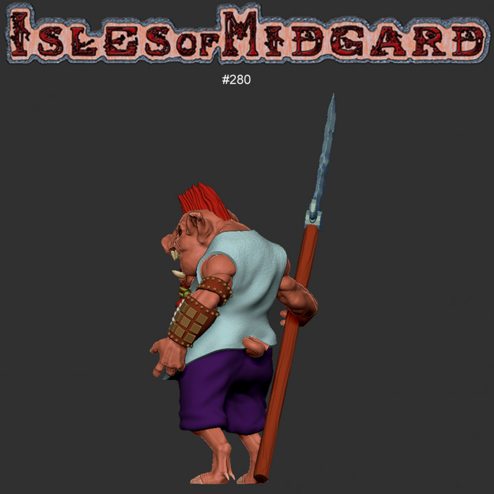 3D Printable IoM Pigryn 'Beastmen' Pig'Ynz Warrior #01 by Oak Entertainment