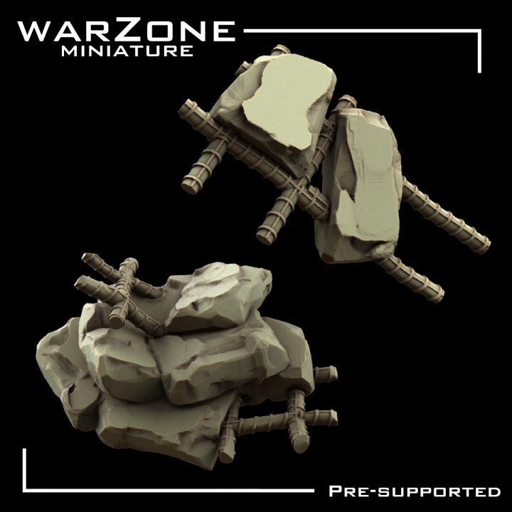 3D Printable City / City Urban Basing Bits by WarZone Miniature