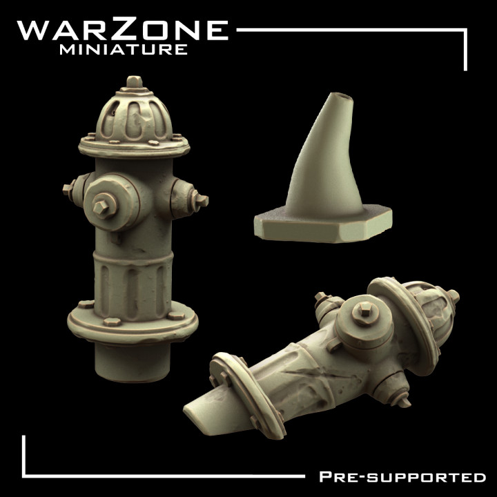 3D Printable City / City Urban Basing Bits by WarZone Miniature