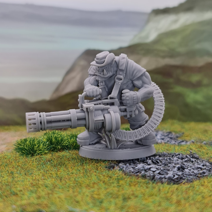 3D Print of Ork Commando With Minigun by Ruins of Ashelnia