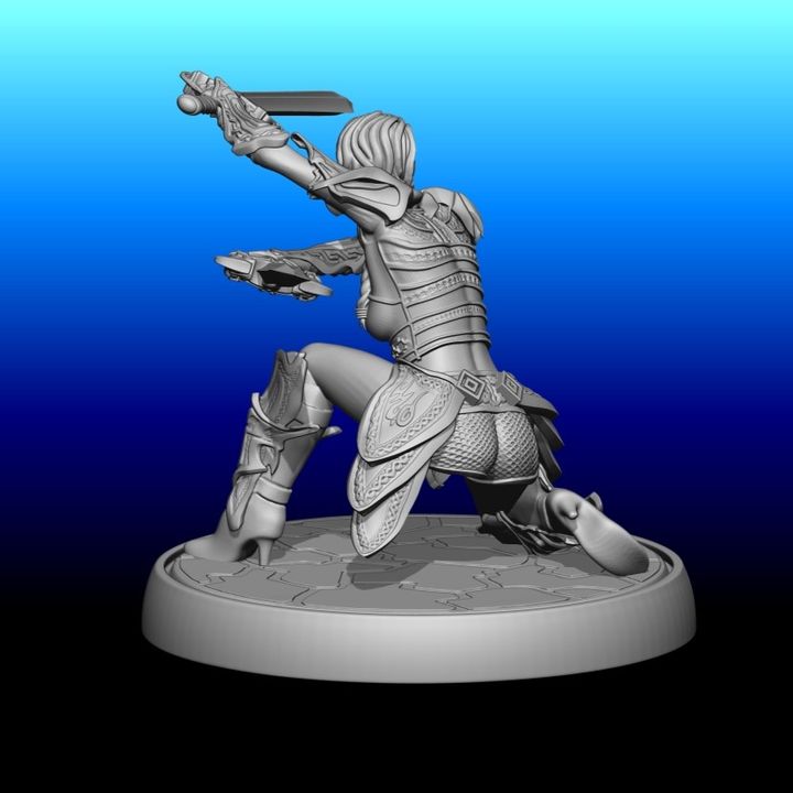 3D Printable table games, fighting warrior woman by Figures3d
